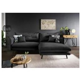 Ecksofa Inosign "Lazio modernes Design, bequem, schmale Armlehnen, OTTOs Choice", grau (anthrazit), B:255cm H:94cm T:180cm, 100% Polyester;Wendekissen: 100% Polyester, Sofas, zwei verschiedene Fußfarben wählbar