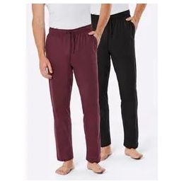 wäschepur Schlafhose WÄSCHEPUR, Herren, Gr. 48/50, Normalgrößen, schwarz (bordeaux, schwarz), 100% Baumwolle, Meliert:55% Baumwolle, 45% Polyester, unifarben, Hosen