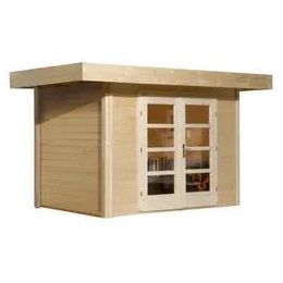 Gartenhaus Weka "Chill-Out Gr.2", beige (naturbelassen), Fußboden im Gartenhaus, ohne Dacheindeckung, Holzwerkstoff, Gartenhäuser