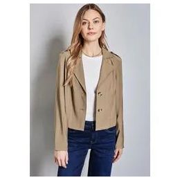Kurzjacke Street One, Damen, Gr. 40, beige (honey sand), Stoff, 93% Viskose, 7% Polyester, unifarben, normal kurz, V-Ausschnitt, Bündchen, Jacken, mit Reverskragen