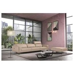 3-Sitzer Egoitaliano "Gloria, super bequem, hochwertige Verarbeitung, edles Design, Megasofa", rosa (rosa beige), B:327cm H:96cm T:109cm, Leder NUVOLE (Echtes Rindsleder). Halbnatürliches, halbnarbiges Rindsleder mit einer natürlichen Körnung von 1, 2 bis 1, 4 mm. Dieses Leder hat eine weiche, wachsartige Haptik mit mattem Aussehen und einem Wolkeneffekt. Es handelt sich um ein Naturleder, das die