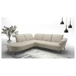 Sit & More Ecksofa SIT & MORE "Dance, L-Form, inkl. Sitztiefenverstellung", beige (creme), B:302cm H:91cm T:270cm, 95%Polyester 5%Polyamid, Sofas, inkl. Click&Seat, optional mit Kopfteilverstellung