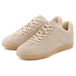 Sneaker ELBSAND "Freizeitschuh, Schnürschuh", Damen, Gr. 44, beige, Obermaterial: 93% Rindsleder, 7% Lederimitat. Futter: 100% Polyester. Decksohle: 100% Textilmaterial. Laufsohle: 100% Synthetik, Veloursleder, unifarben, Schuhe Retrosneaker, Retro Sneaker, Lederschuh, Schnürhalbschuh aus Leder Unisex