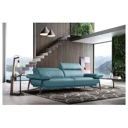 2,5-Sitzer Egoitaliano "Anais, Designsofa mit erstklassigem Sitzkomfort, Fußfarbe schattengrau", blau (türkis), Sofas, B/H/T: 232cm x 74cm x 106cm, Leder CAREZZA, Leder CAREZZA (echtes Rindsleder) ist ein Naturleder, dass die ursprünglichen Eigenschaften der Haut nicht verändert. Das Vorhandensein von verheilten Narben, Körnungsunterschiede, Falten, Adern, Unterschiede in den Farbtönen und andere 