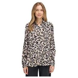 BETTY & CO Hemdbluse BETTY & CO "Damen Hemdbluse mit Print", Damen, Gr. 36, beige (beige, schwarz), Obermaterial: 100% Viskose., gerade normal, Blusen