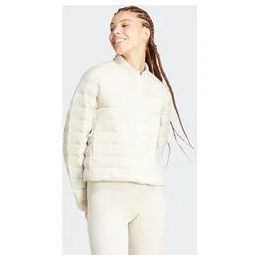 Steppjacke Adidas SPORTSWEAR "W HELIONIC L J", Damen, Gr. S, grau (wonder aluminium), Obermaterial: 100% Polyamid. Wattierung: 80% Entendaune, 20% Federn, Jacken