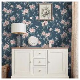 Vliestapete Laura Ashley "MAYA DUSKY", blau, H:10cm L:10cm, Vlies, Tapeten, Design Tapeten