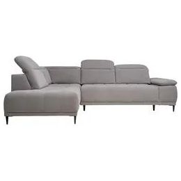 Ecksofa WERK2 "Memo Focus-L", grau, B:204cm H:82cm T:278cm, 100% Polyester, Sofas, Komfort nach Maß: Ausziehbare Sitztiefe, verstellbare Kopfteile & Füße