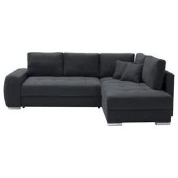 Ecksofa MR. COUCH "Mykonos, L-Form, Dauerschläfer", memphis 17 schwarz, B:269cm H:90cm T:179cm, Grundgewebe 100% Polyester; Nutzschicht 90% Polyester / 10% Polyamid, Sofas, Mit Boxpring-Taschenfederkern