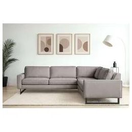 Ecksofa Places of Style "Pinto, XXL, 250/290 cm, langer Schenkel, Ottomane", silber grau, B:290cm H:85cm T:250cm, 100% Polyester, Sofas, Cord, Chenille, Lederoptik, mit Keder, Metallfüße, Wellenunterfederung