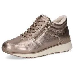 Keilsneaker Caprice, Damen, Gr. 38, taupe, metallic, Nappaleder, metallic, Schuhe Sneaker, Winterboots, Schnürschuh, High-Top-Sneaker, in bequemer Weite
