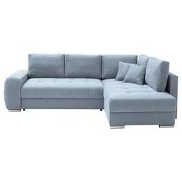 Ecksofa MR. COUCH "Mykonos, L-Form, Dauerschläfer", memphis 1676 blau grau, B:269cm H:90cm T:179cm, Grundgewebe 100% Polyester; Nutzschicht 90% Polyester / 10% Polyamid, Sofas, Mit Boxpring-Taschenfederkern
