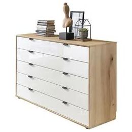 Schubkastenkommode Wiemann "Cardiff Sideboard, Wäscheschrank, teilmassiv Bianco-Eiche, Schubladen", braun, B:141cm, Sideboards, Schubkästen inklusive Selbsteinzug und Dämpfung