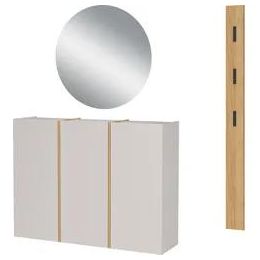 Garderoben-Set Germania "GW-Libbiano Plus", kaschmir, navarra, eiche, nachbildung, B:168cm H:200cm T:38cm, Glas, Metall, Spanplatte, Kastenmöbel-Sets, 3-tlg. Set