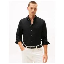 Langarmhemd Tommy Hilfiger "FLEX FLANNEL SOLID SHIRT", Herren, Gr. XL, N-Gr, schwarz, Web, Obermaterial: 98% Baumwolle, 2% Elasthan, unifarben, regular fit normal, Rundhals, eingesetzt 1-Knopf-Manschette, Hemden, Regular fit