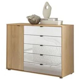 Kombikommode Wiemann "Cardiff Sideboard, Wäscheschrank, teilmassiv Erle, mit Schubladen", braun, Erle,Front Glas weiß, Erle, Sideboards, verschiedenen Ausführungen, inklusive Einlegeboden