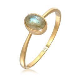 Elli Ringe - Ring Labradorit Solit&auml;r Verlobung 375er Gelbgold - Gr. 52 MM - in Gold - f&uuml;r Damen