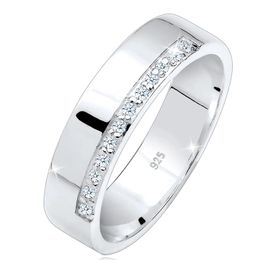 Elli Ringe - Ring Bandring Basic Diamanten (0.06 ct.) 925 Silbe - Gr. 58 MM - in Wei&szlig; - f&uuml;r Damen