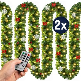 Casaria Weihnachtsgirlande 5m 2er-Set geschmückt inkl Fernbedienung
