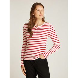 Tommy Jeans Longsleeve in Wei&szlig;/ Rot - 30% | Gr&ouml;&szlig;e L | Damen-tops
