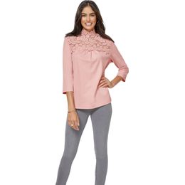CR&Eacute;ATION L Damen Spitzenshirt mit Stehkragen ros&eacute; Gr&ouml;&szlig;e 40