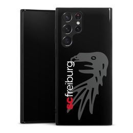 DeinDesign Galaxy S22 Ultra Handy Silikon H&uuml;lle Case schwarz Handyh&uuml;lle Logo Sc Freiburg Official Licensed Product