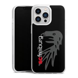 DeinDesign iPhone 13 Pro Handy Silikon H&uuml;lle Case wei&szlig; Handyh&uuml;lle Logo Sc Freiburg Official Licensed Product Silikon Case