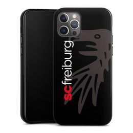 DeinDesign iPhone 12 Pro Handy Silikon H&uuml;lle Case schwarz Handyh&uuml;lle Logo Sc Freiburg Official Licensed Product