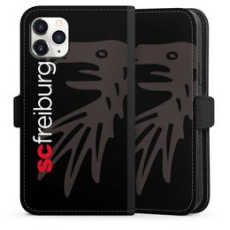 DeinDesign iPhone 11 Pro Handy Klapph&uuml;lle Handyh&uuml;lle aus Kunst Leder schwarz Flip Case Logo Sc Freiburg Official Licensed Product Sideflip mit Lasche