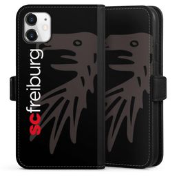 DeinDesign iPhone 11 Handy Klapph&uuml;lle Handyh&uuml;lle aus Kunst Leder schwarz Flip Case Logo Sc Freiburg Official Licensed Product Sideflip mit Lasche