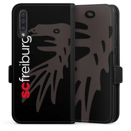DeinDesign Galaxy A50 Handy Klapph&uuml;lle Handyh&uuml;lle aus Kunst Leder schwarz Flip Case Logo Sc Freiburg Official Licensed Product Sideflip mit Lasche