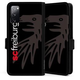 DeinDesign Galaxy S20 Handy Klapph&uuml;lle Handyh&uuml;lle aus Kunst Leder schwarz Flip Case Logo Sc Freiburg Official Licensed Product Sideflip mit Lasche