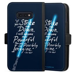 DeinDesign Galaxy S10e Handy Klapphülle Handyhülle aus Kunst Leder schwarz Flip Case Lightsaber Obi-Wan Kenobi Star Wars Sideflip mit Lasche