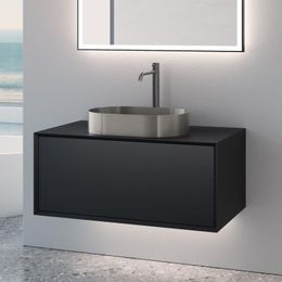 neoro n60 Unterschrank B: 100 cm mit 1 Auszug, Waschtisch edelstahl gebürstet,, BN0737BS+BN0756BM,