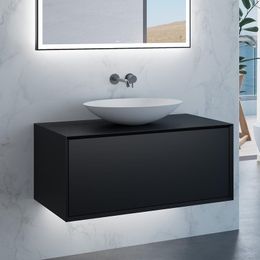 neoro n60 Unterschrank B: 100 cm mit 1 Auszug, Waschtisch weiß matt,, BN0068WM+BN0756BM,
