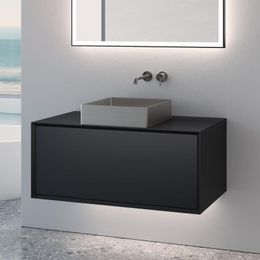 neoro n60 Unterschrank B: 100 cm mit 1 Auszug, Waschtisch B: 40 cm edelstahl gebürstet,, BN0735BS+BN0756BM,