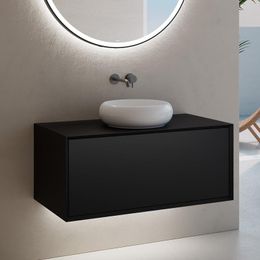 neoro n60 Unterschrank B: 100 cm mit 1 Auszug, Waschtisch weiß,, BN0934WH+BN0756BM,