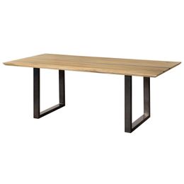 Esstisch Mango 260x100x76 natur lackiert / Epoxid schwarz, U-Beine anthrazit gl&auml;nzend EPOXY