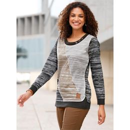 WITT Damen Sweatshirt mit sportivem Print, graphit-ecru-bedruckt, Größe 40