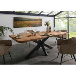 Baumtisch Sheesham 200x100x77 natur gebeizt / Kreuzgestell anthrazit matt FREEFORM 5