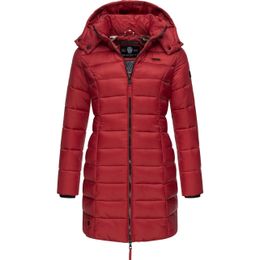 Steppmantel Marikoo "Abendsternchen", Damen, Gr. S (36), rot (dunkelrot), Oberstoff: 100% Nylon, Futter: 100% Polyester, Wattierung: 100% Polyester, Ärmelfutter: 100% Polyester, figurbetont Po-bedeckend, hoch geschlossener Ausschnitt, Ärmel ohne Ärmelschlitz Rippstrickbündchen kontrastfarben, Mäntel, zeitloser Wintermantel mit schmaler Steppung
