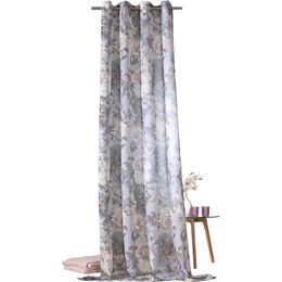 Weckbrodt-Gardinen Vorhang WECKBRODT "Charlotte" Gr. 1, blau (blau, beige), B:135cm H:245cm, Polyester, Gardinen, Leinen, halbtransparent, floral, geblümt, Gardine, Store