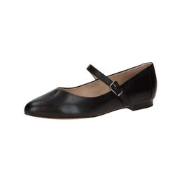 Riemchenballerina Caprice "Caprice Ballerinas Leder", Damen, Gr. 38, schwarz, Leder, Schuhe Riemchenballerina