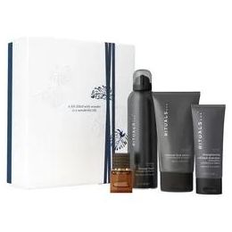Rituals Homme Medium Gift Set 2025=Charcoal Face Scrub 125 ml,Shower Foam 200 ml, Strengthening Caffeine Shampoo 70ml, Travel - L'Essentiel, 15 ml