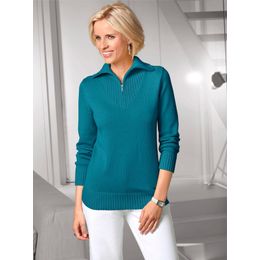 Troyer Casual Looks "Pullover", Damen, Gr. 38, blau (petrol), 50% Baumwolle, 50% Polyacryl, meliert, unifarben, figurumspielend, Pullover