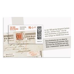 Sch&auml;tze der Philatelie - Sachsen-Dreier, Briefmarke zu 0,95 + 0,40 EUR, Blockausgabe