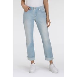 Straight-Jeans MAC "SUE relax", Damen, Gr. 36, L&auml;nge 29, blau (authentic light blau use), Web, Obermaterial: 89% Baumwolle, 8% Polyester, 3% Elasthan, unifarben, straight fit, Jeans Straight-Jeans, im Four-Pocket Style