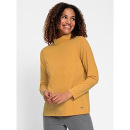 Rollkragenshirt Casual Looks "Rollkragen-Shirt", Damen, Gr. 46, gelb (ocker), 95% Baumwolle, 5% Elasthan, unifarben, Shirts