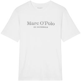 Marc O'Polo T-Shirt MARC O'POLO, Herren, Gr. M (50), weiß, Jersey, Obermaterial: 100% Baumwolle, Basic, Rundhals, Shirts, klassisches Logo-T-Shirt