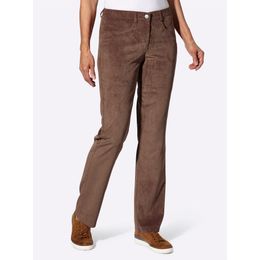 Cordhose Classic Basics, Damen, Gr. 40, Normalgrößen, braun (schoko), 85% Polyester, 12% Polyamid, 3% Elasthan, unifarben, Hosen